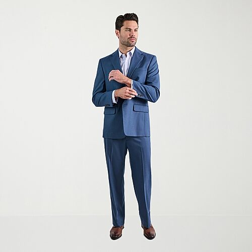 Click here for Jmh Men Premium Stretch Classic Fit Flat Front Sui... prices