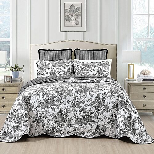 Click here for Laurel Manor Toile Garden Cotton Bedspread  One Si... prices