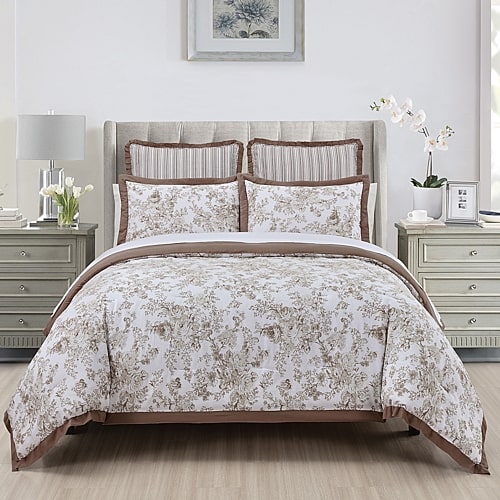 Laurel Manor Toile Garden Comforter Set  One Size  Beige