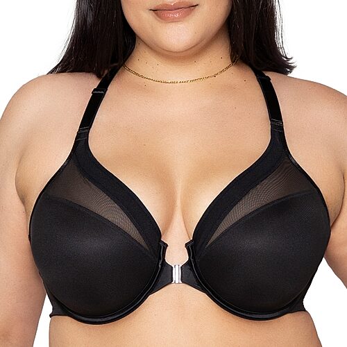 Click here for Curvy Couture Sheer Mesh Front-Close T-Shirt Bra-... prices