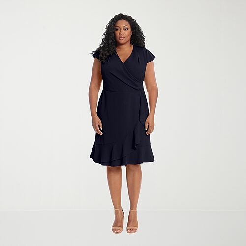 Click here for London Times Womens Plus Short Sleeve Wrap Dress... prices