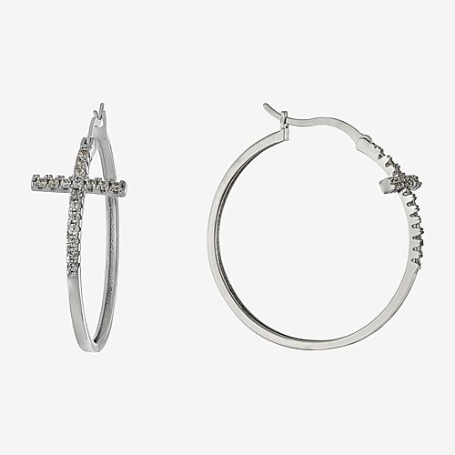 Click here for Sparkle Allure Womens Crystal 42.2mm Cross Hoop Ea... prices