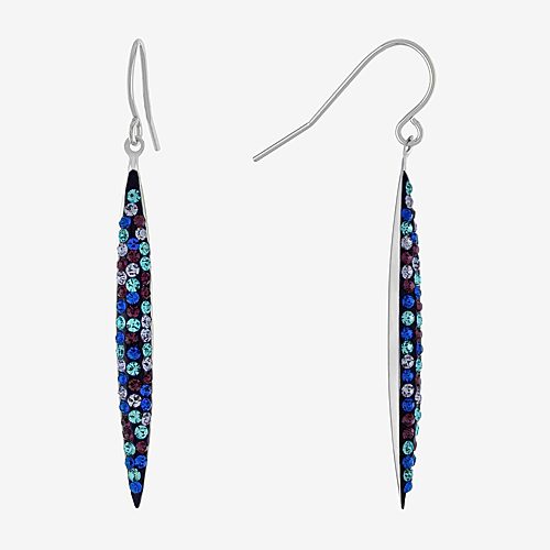Sparkle Allure Womens Crystal Pure Silver Over Brass Oblong Drop Earrings  One Size  Multi