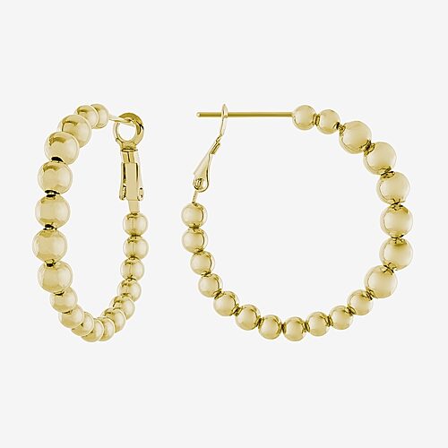 Click here for Silver Reflections 14K Gold Over Brass Hoop Earrin... prices