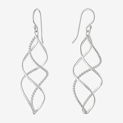 Click here for Athra Fine Silver Plated Textured Twisted Drop Ear... prices