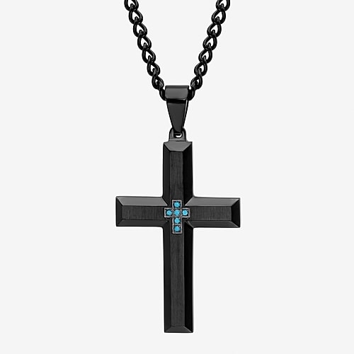 Click here for Mens Color-Enhanced Blue Diamond-Accent Black Ion-... prices