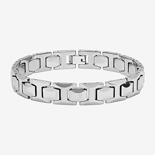Click here for Mens Tungsten Carbide Link Bracelet  One Size  Whi... prices
