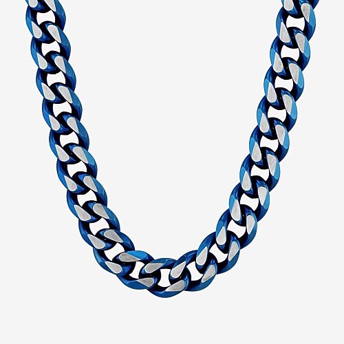 Click here for Mens Blue Stainless Steel Solid Curb Chain Necklac... prices