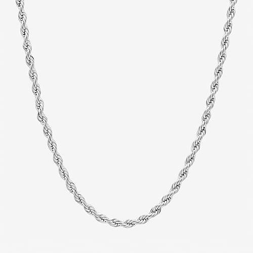 Click here for Mens Rope Stainless Steel Chain Necklace  One Size prices