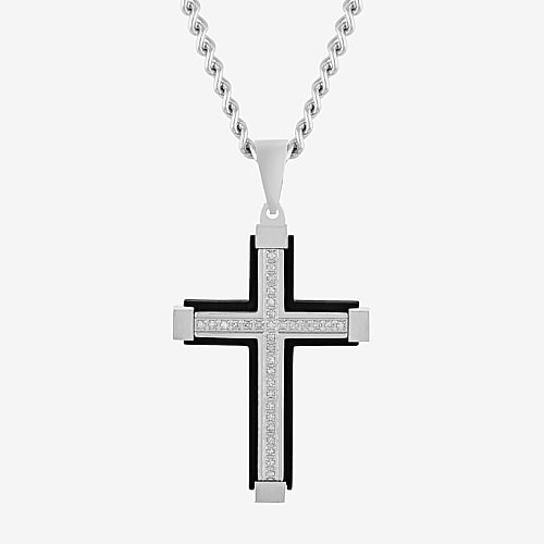 Click here for Mens 1/7 CT. T.W. Natural Diamond Stainless Steel... prices