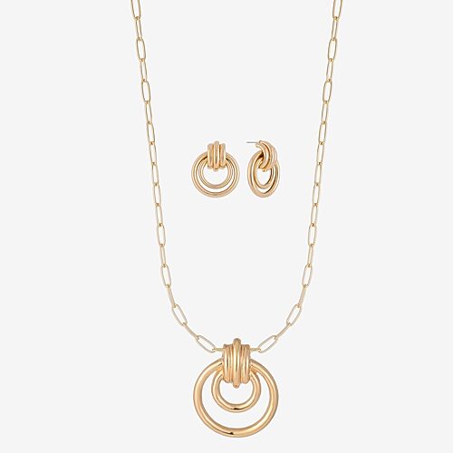Click here for Liz Claiborne Orbital Pendant Necklace & Drop Earr... prices