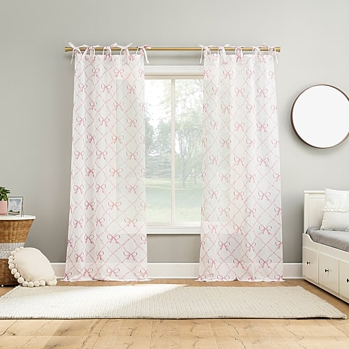 Click here for Romy Generation Lattice Bows Sheer Tie Top Curtain... prices