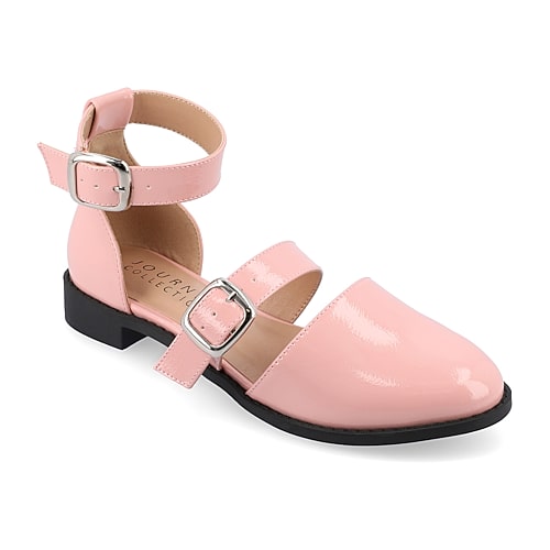 Journee Collection Womens Constance Double Buckle Flats - Blush