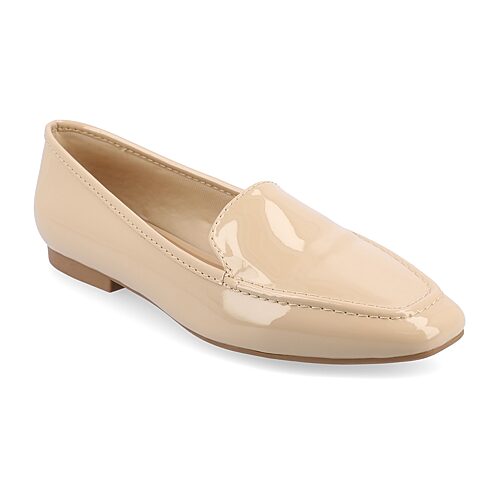 Journee Collection Womens Tullie Square Toe Loafers - Tan Patent