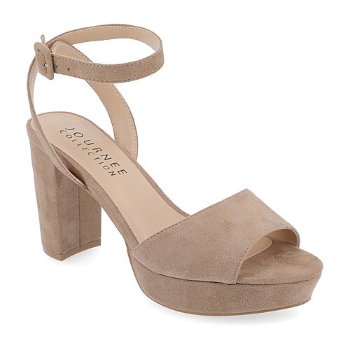Journee Collection Womens Nairri Platform Block Heel Dress Sandals - Taupe