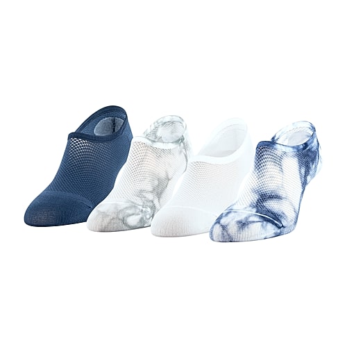 Peds Mid Cut Womens Breathable Multi-Pack 4 Pair Liner Socks  9-11  Blue