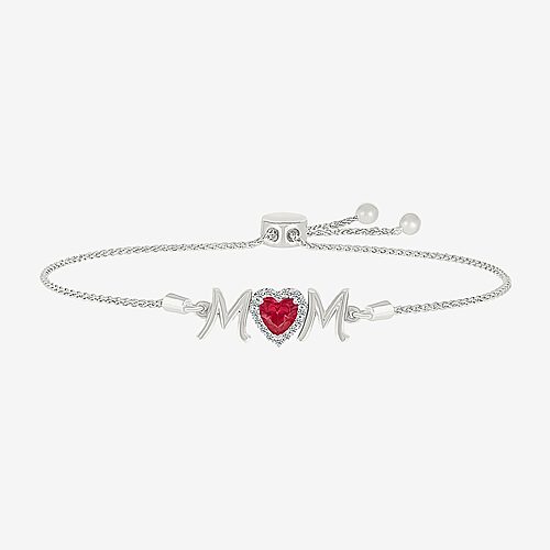 Click here for Mom Womens Lab Created Red Ruby Sterling Silver He... prices