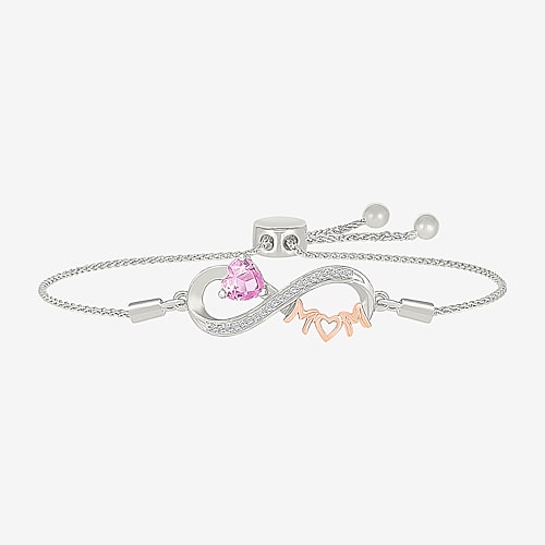 Click here for Mom Womens Diamond Accent Lab Created Pink Sapphir... prices