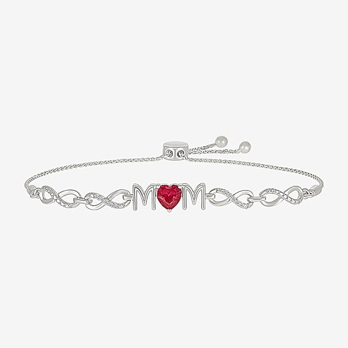 Click here for Mom Womens Diamond Accent Lab Created Red Ruby Ste... prices