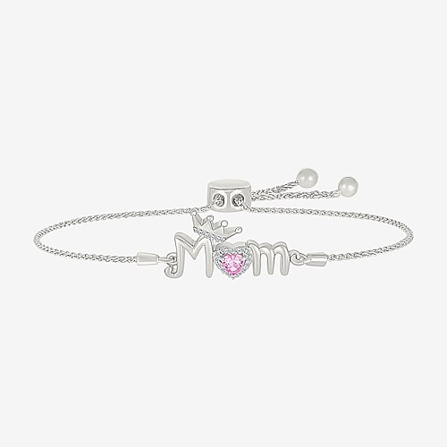 Click here for Mom Womens Diamond Accent Lab Created Pink Sapphir... prices