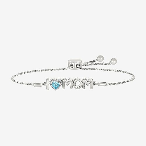 Click here for I Love Mom Womens Diamond Accent Genuine Blue Topa... prices