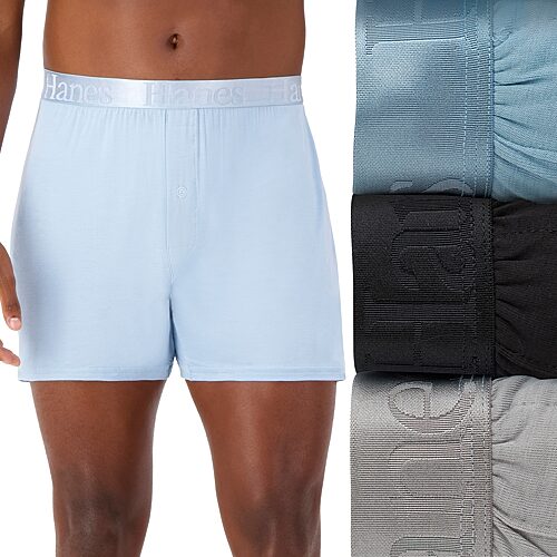 Mens Hanes(R) Ultimate 3pk. Original Super Soft Knit Boxers