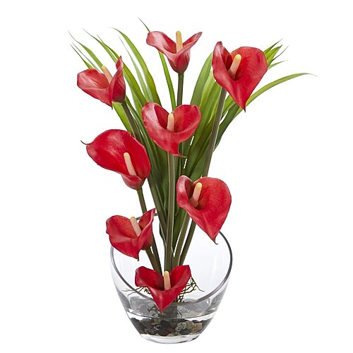 Click here for Calla Lily and Grass Artificial Arrangement in Vas... prices