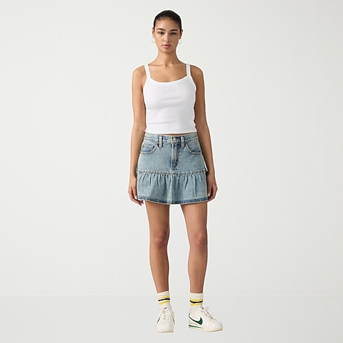 Click here for Levis Womens Flounce Mini Skirt  34  Blue prices