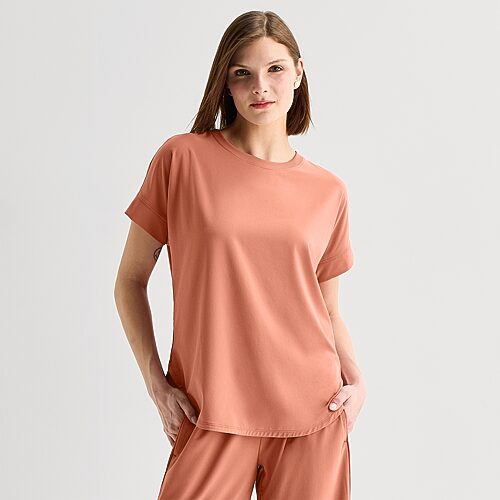 Click here for Stylus Woven Dolman Sleeve T-Shirt  X-small  Brown prices