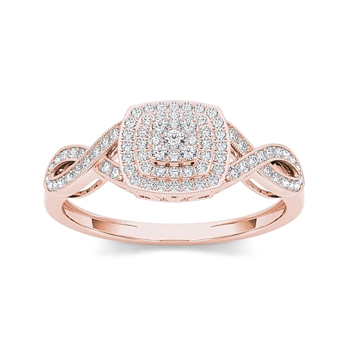 Click here for 1/4 CT.T.W. Natural Diamond 10K Rose Gold Engageme... prices