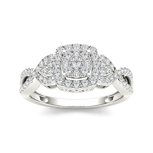 Click here for 1/2 CT.T.W. Natural Diamond 10K White Gold Engagem... prices