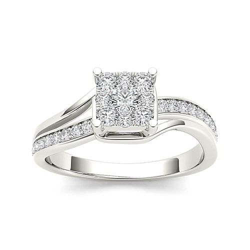 Click here for 1/2 CT.T.W. Natural Diamond 10K White Gold Engagem... prices