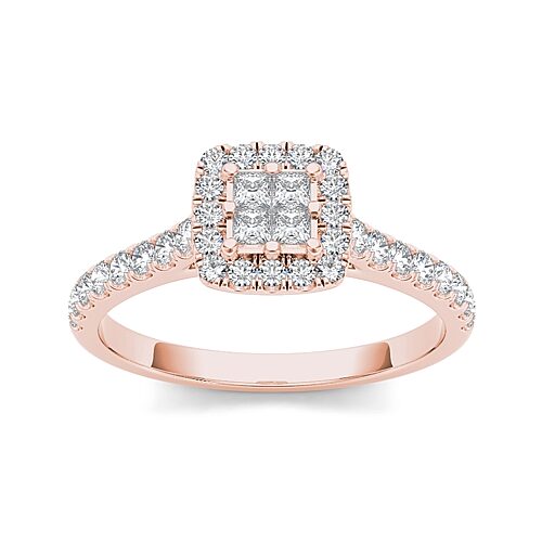 Click here for 1/2 CT.T.W. Natural Diamond 10K Rose Gold Engageme... prices