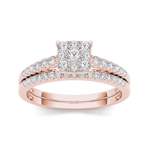 Click here for 1/2 CT.T.W. Natural Diamond 10K Rose Gold Bridal R... prices