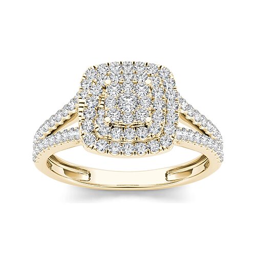 Click here for 1/2 CT.T.W. Natural Diamond Cluster 10K Yellow Gol... prices