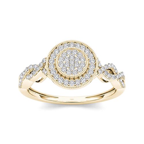 Click here for 1/5 CT.T.W. Natural Diamond 10K Yellow Gold Cluste... prices