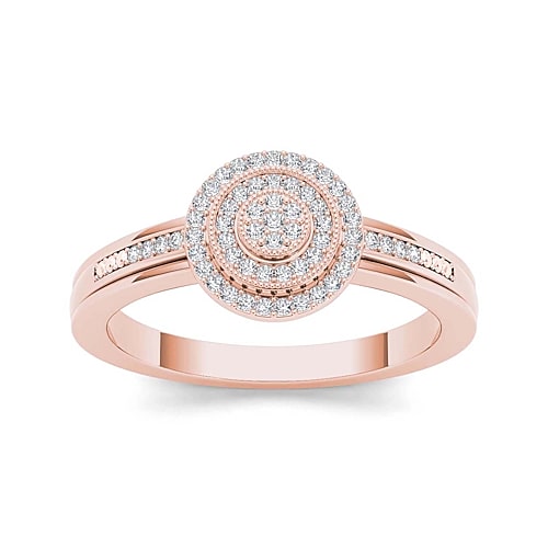 Click here for 1/6 CT.T.W. Natural Diamond 10K Rose Gold Round Cl... prices