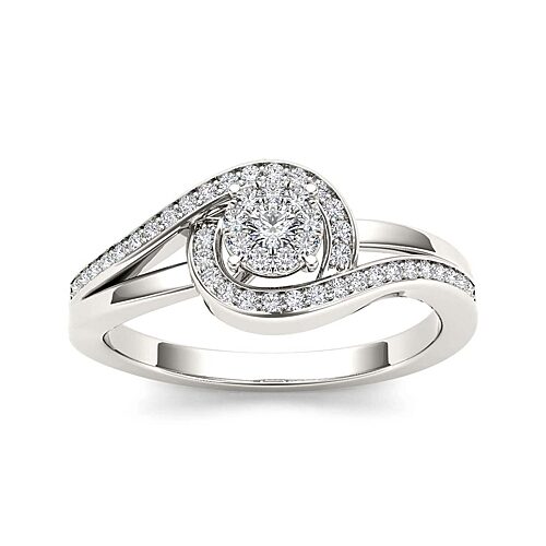 Click here for 1/5 CT.T.W. Natural Diamond Swirl 10K White Gold E... prices