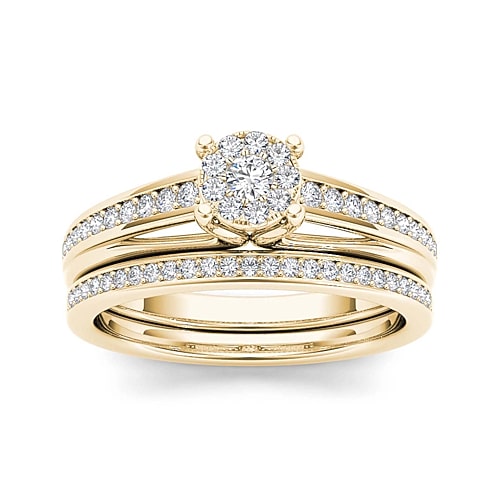 Click here for 3/8 CT.T.W. Natural Diamond 10K Yellow Gold Bridal... prices