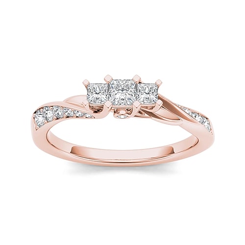 Click here for 1/2 CT.T.W. Natural Diamond 10K Rose Gold 3-Stone... prices