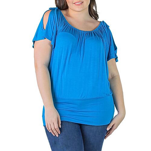 Click here for 24seven Comfort Apparel Plus Womens Scoop Neck Sho... prices