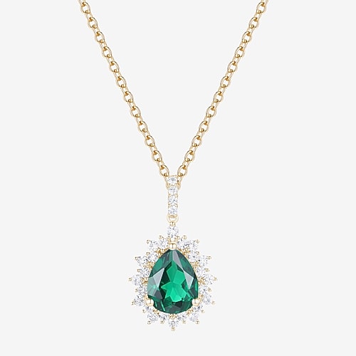 Click here for Womens Lab Created Green Emerald 14K Gold Over Sil... prices