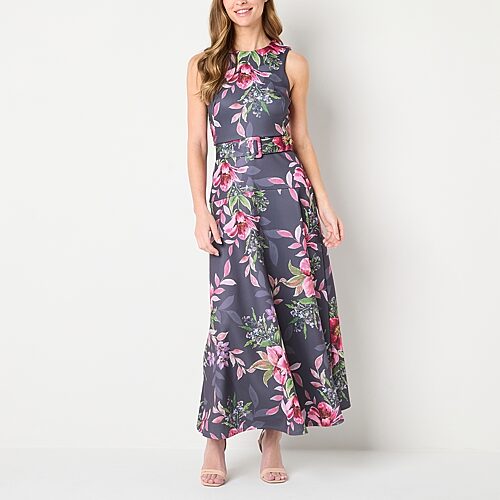 Click here for Melonie T Womens Round Neck Sleeveless Belted Flor... prices