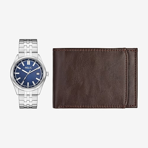 Click here for Relic By Fossil Mens Silver Tone 2-pc. Watch Boxed... prices