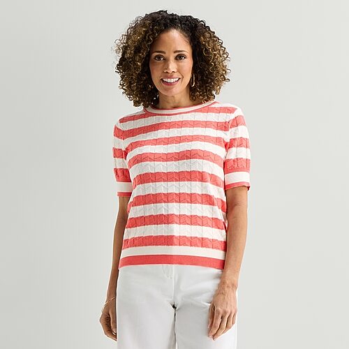 Click here for Liz Claiborne Womens Crew Neck Short Sleeve Stripe... prices