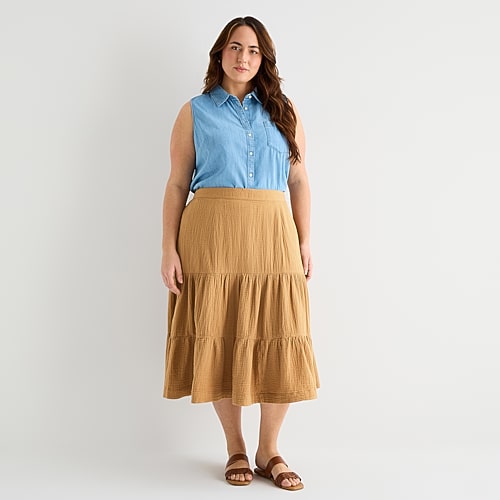 Click here for St. Johns Bay Womens Plus Maxi Skirt  3x  Brown prices