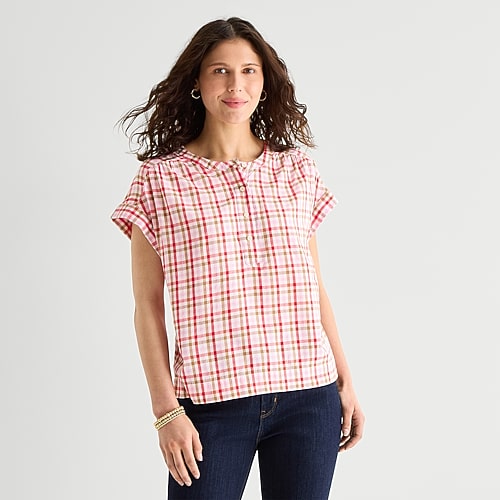 Click here for St. Johns Bay Womens Round Neck Short Sleeve Blous... prices