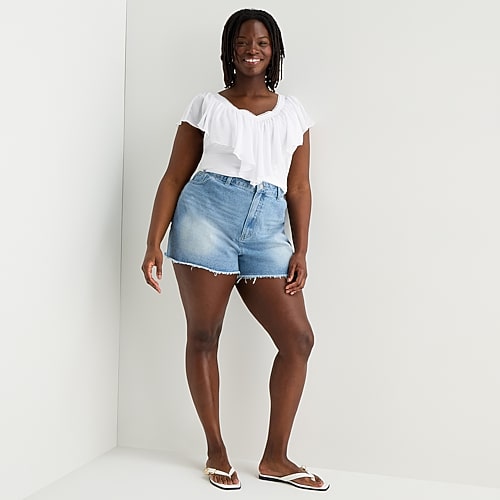 Click here for Forever 21 Womens 3 Juniors Plus Denim Short  3x... prices