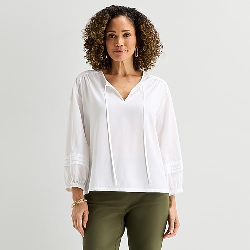 Click here for Liz Claiborne Womens Split Crew Neck 3/4 Sleeve Bl... prices