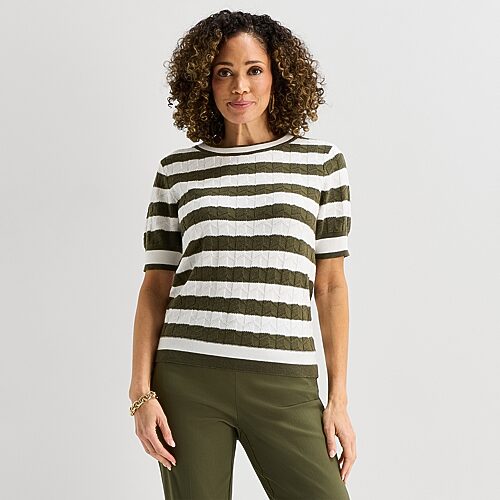 Click here for Liz Claiborne Womens Crew Neck Short Sleeve Stripe... prices